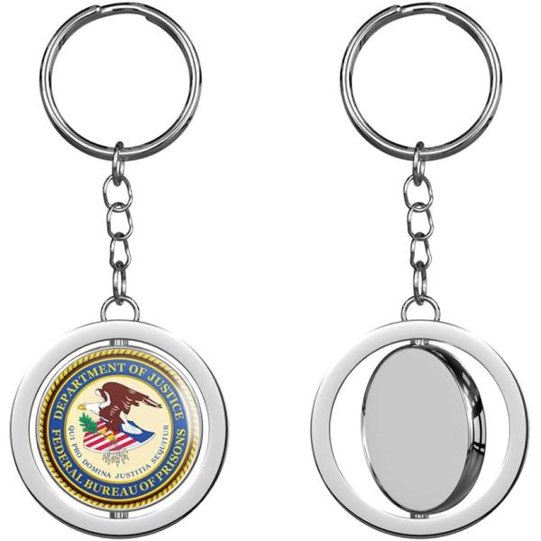 商品名PRS Vinyl Round Federal Bureau of Prisons Seal -us fbp Logo Guard Justice Keychain Spinning Round Chrome Metal Key Ch...