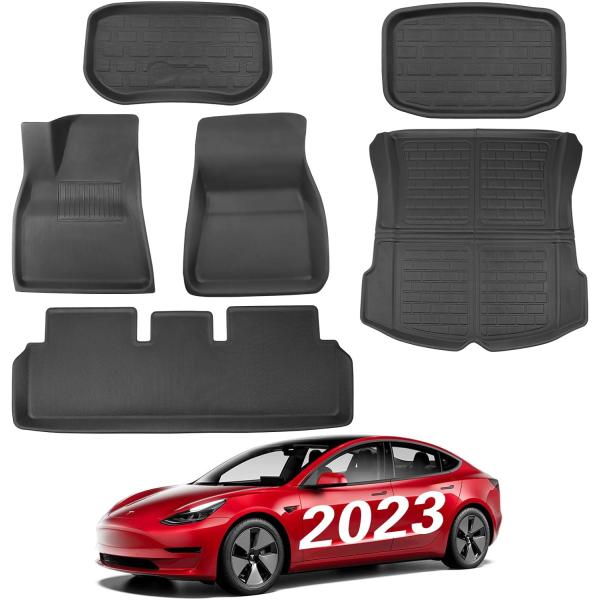 商品名BASENOR テスラ モデル3 フロアマット 3D フルセット ライナー 全天候型 滑り止め 防水 フランク&amp;トランクマットアクセサリー モデル3 2022 2021 6枚BASENOR 6PCS Tesla Model 3...