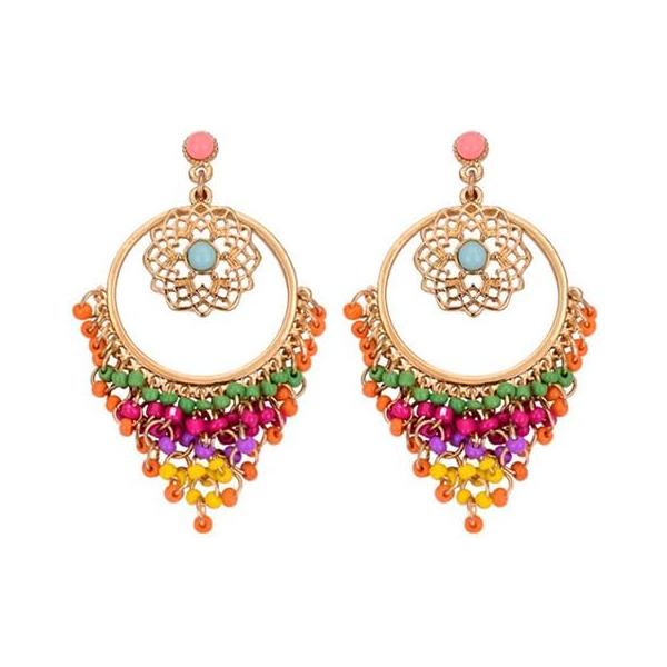 商品名zhenleisier Women Boho Style Colorful Carving Hollow Ear Drop Dangle Beads Piercing Earrings Jewelry Gifts Daily Offi...