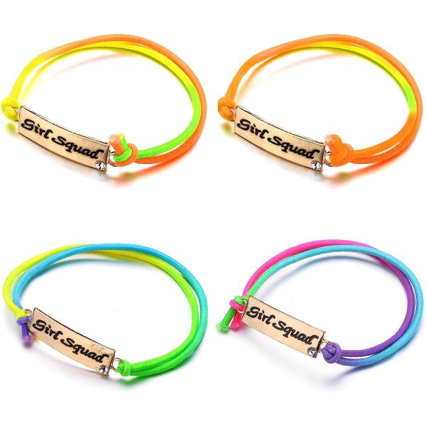 商品名LUX ACCESSORIES Set of 4 Tie Rope Rainbow Multicolored Girl Squad Silver Strap Braceletsブランド：LUX ACCESSORIES商品サイズ：高さ：...