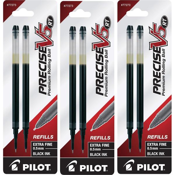 商品名PILOT Precise V5 RT リフィル ノック式ペン用 極細(0.5mm) ブラックインク 6本パック (14724)PILOT Precise V5 RT Liquid Ink Refill For Retractable...
