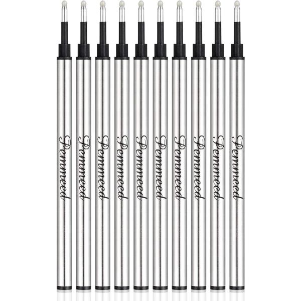 商品名Pemmeed ローラーボールペン リフィル 滑らかな書き心地 ドイツ製ゲルインク Parker Waterman 互換ペン リフィル 金属 標準サイズ 細字 ブラックインク 10本パック (ブラック)Pemmeed Rollerba...