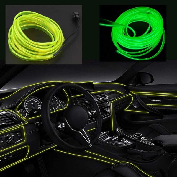 商品名ABALDI El Wire, Car Interior LED Lights, Ambient Lighting Kits for Car Decoration(5m/16ft, Fluorescent Green)ブランド：ABA...