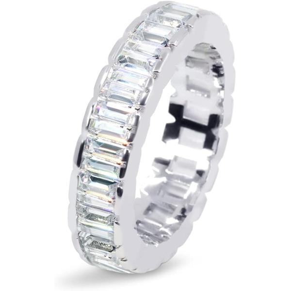 商品名Savlano 18K ホワイトゴールドメッキ キュービックジルコニア 4x6mm エメラルドカット エタニティリング レディース メンズSavlano 18K White Gold Plated Cubic Zirconia Eme...