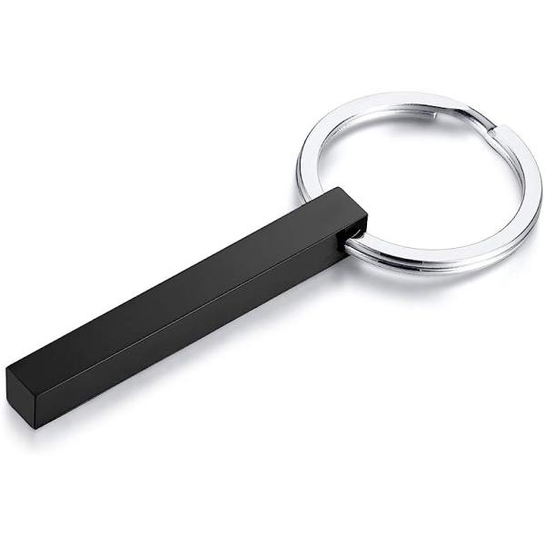 商品名VNOX Stainless Steel Personalized Keychain Free Engraving Custom Plain Cuboid Bar Rectangle Pendant Key Chain Ring fo...