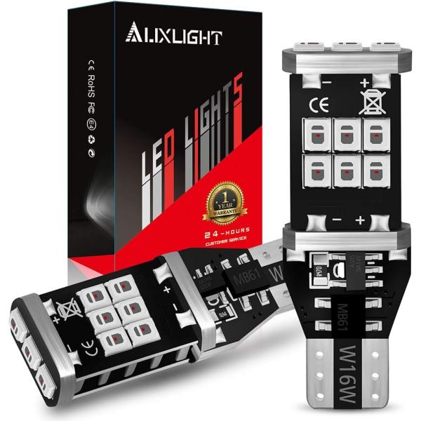 商品名AUXLIGHT 921 912 906 904 T15 W16W Error Free Back Up Reverse 3rd Brake Center High Mount Stop Light Bulbs, Super Brig...