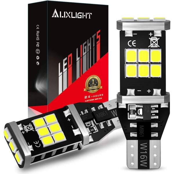 商品名AUXLIGHT 921 912 906 904 T15 W16W 921A Error Free Back Up Reverse 3rd Brake Center High Mount Stop Light Bulbs, Super...