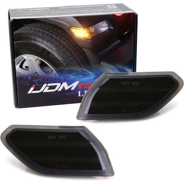商品名iJDMTOY ダークスモークレンズ アンバー フルLED サイドマーカーライトキット ジープ 2018年以降のラングラー JL 2020年以降のグラディエーターに対応 27ダイオードLEDで駆動 OEM アンバーサイドマーカーランプ...
