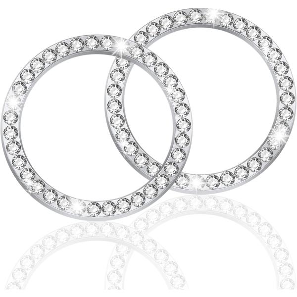 商品名LivTee クリスタルラインストーン カーエンジンスタートストップデコレーションリング キラキラカーアクセサリー プッシュスタートボタン キーイグニッション&amp;ノブブリングリング ホワイト 2個LivTee 2 PCS Cry...