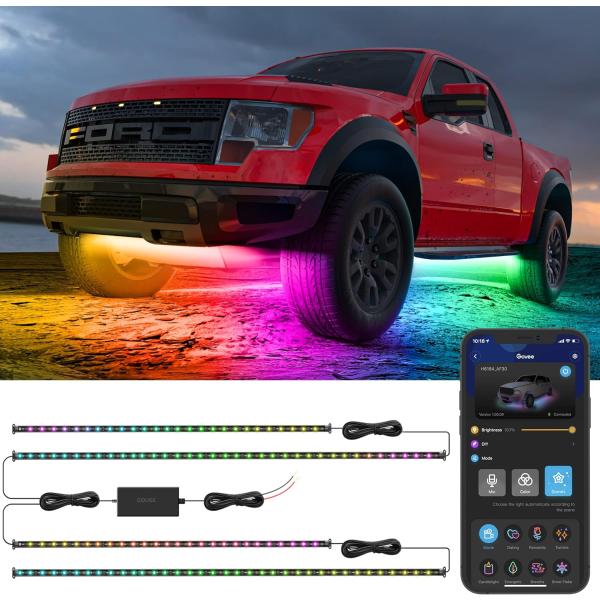 商品名Govee Underglow Car Lights, 4 pcs RGBIC Smart LED Lights with 16 Million Colors and 10 Scene Modes with App Control, ...