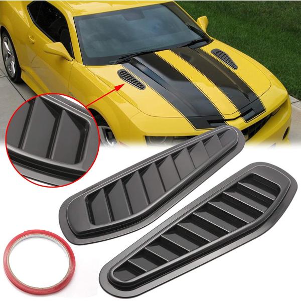 商品名Xotic Tech ブラック JDM スポーツレーシングカー フロントエアフローベントボンネットフード スクープカバー トリム ユニバーサルXotic Tech 2pcs Black JDM Sport Racing Car Fro...