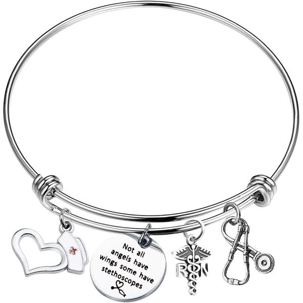 商品名CENWA ナースRNブレスレット 看護師の日ギフト 看護師感謝 スクラブライフギフト Not All Angels Have Wings Some Have 聴診器ブレスレットCENWA Nurse RN Bracelet Nurs...