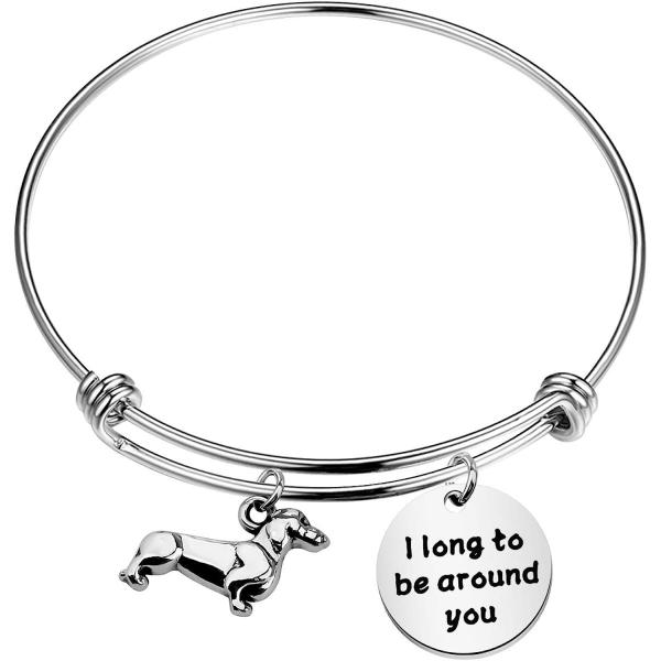 商品名BAUNA ダックスフント ブレスレット ドクシー ドッグジュエリー I Long To Be Around You Wiener 犬 ペットオーナーギフト ダックスフント愛好家へのギフトBAUNA Dachshund Bracele...