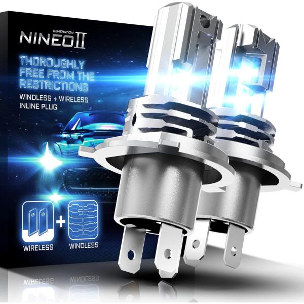 商品名NINEO Fanless H4 LED Bulbs,12000LM 60W Fanless 9003 HB2 Lights All-in-One | 6500K Cool White Halogen Replacement -Pac...