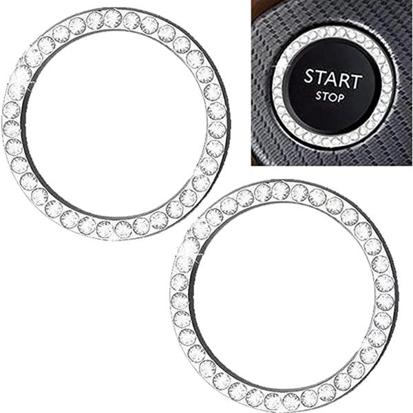 商品名Accretion 2 Pack Bling Car Crystal Rhinestone Ring Emblem Sticker, Car Interior Decoration, Bling Car Accessories for...