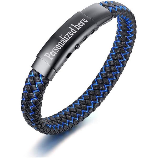 商品名MEALGUET to My Son インスピレーショナルブレスレット ママ パパ Always Remember You are Braver 2トーン編み込みレザーブレスレット 義理の母からティーンの男の子に 調節可能MEALGU...