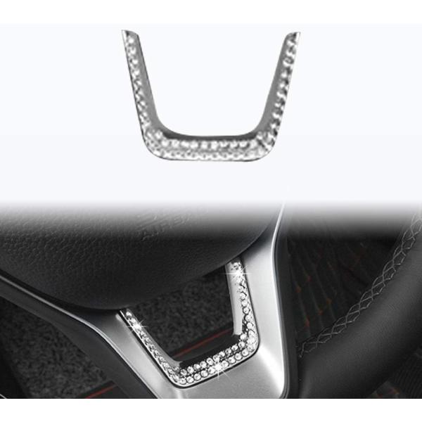 商品名GeeGee1個 キラキラ光るクリスタルアクセサリー ラインストーンパーツ トリム ステアリングホイール エンブレム バッジ デカール インテリア バイザー デコレーション ホンダ 第10世代 アコード セダンに対応 (ステアリングホ...