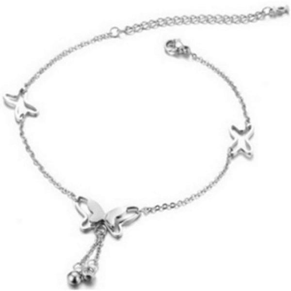 商品名EJY Temperament Hollow Butterfly Single Rhinestone Tassel Pendant Anklet Bracelet Women Summer Accessories Foot Ornam...