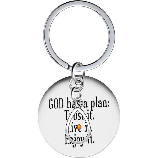 商品名ステンレススチール God Has a Plan キーチェーン クリスチャンギフト 本物のマスタードシードチャーム付きUloveido God Faith Keychain Trust It Live It Enjoy It Stai...