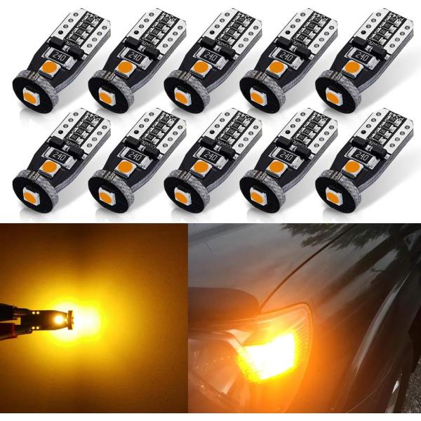 商品名AUTOGINE 10pcs Error Free 194 168 175 2825 W5W T10 LED Bulbs Amber Yellow Super Bright 3030 Chipset for Side Marker T...