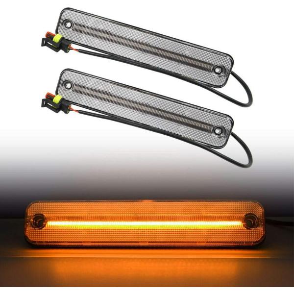 商品名NSLUMO Amber Led Side Marker Lights for 2003-2009 Hum-mer H2 Smoke Lens Led Front Sidemarker Lamps Direct OEM Replace...