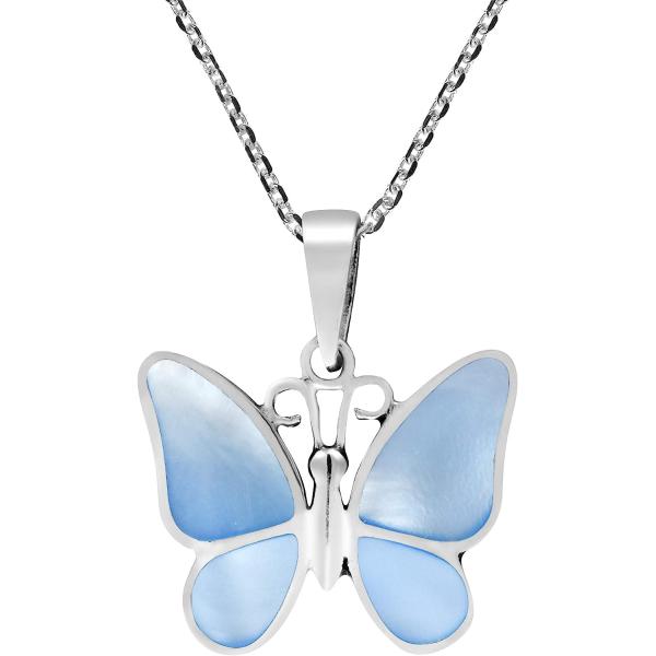 商品名トロピカルソウルバタフライインレイブルーマザーオブパール.925スターリングシルバーペンダントネックレスAeraVida Tropical Soul Butterfly Inlaid Blue Mother of Pearl .925...