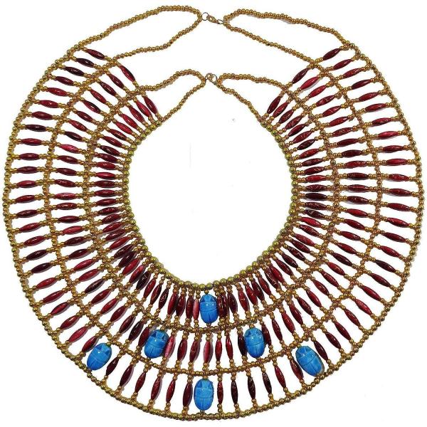 商品名Egyptian Cleopatra Cleopatra Scarab Necklace Collar Choker Hand Made Multi Beaded Beetle Beads King Queen Pendant Chr...