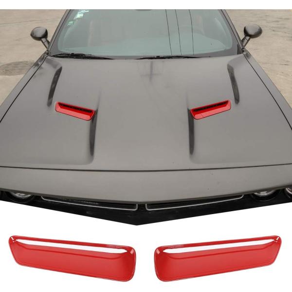 商品名RT-TCZ ダッジ チャレンジャー フード エアベント インレット トリムカバー レッドRT-TCZ for Dodge Challenger Trim Cover Hood Vents Outlets Vents Cover Tr...