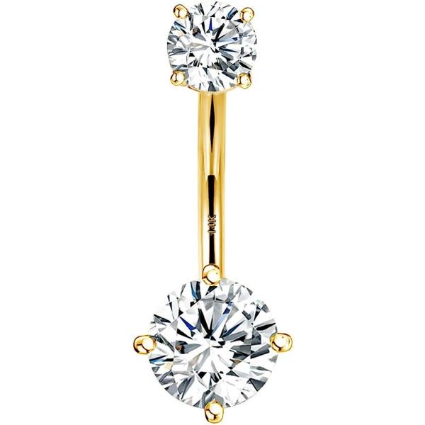 商品名OUFER 14G ソリッドゴールド ベリーボタンリング クリア CZ へそリング ベリーボタン ピアス へそ ジュエリー 14K イエロー/ホワイトゴールド ベリーリングOUFER 14G Solid Gold Belly Butt...