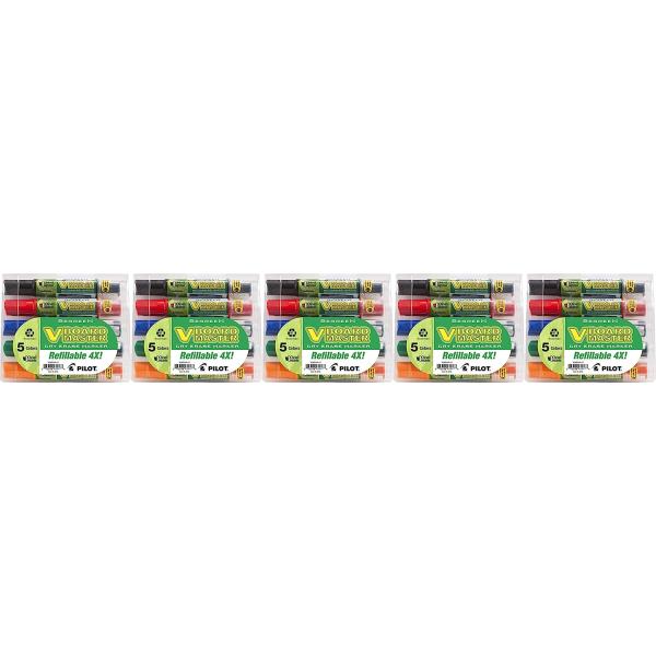 商品名PILOT V Board Master Refillable Dry-Erase Markers, Medium Chisel Tip, Assorted Color Inks, 5-Pack Pouch (43917) 5 Pac...
