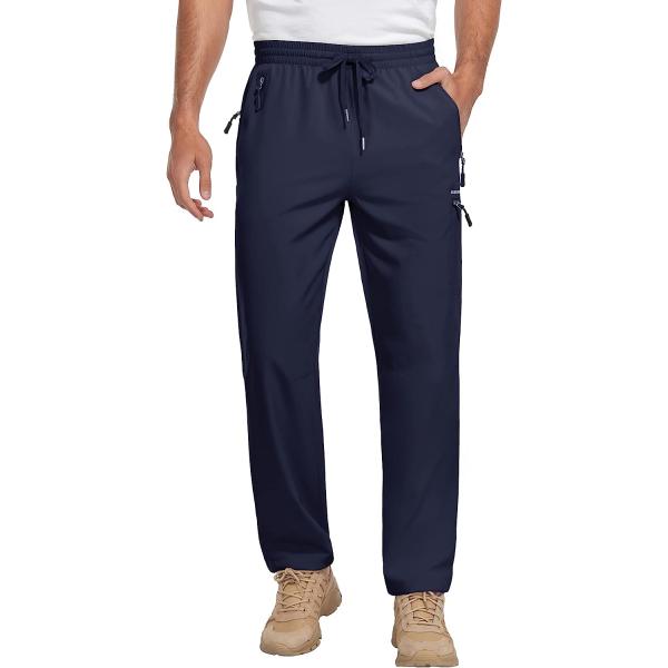 商品名VEOBIKE Mens Running Pants Adjustable Waist Big Size Breathable Elasticity Jogging Fitness Pants with Cord Lock Navyブ...