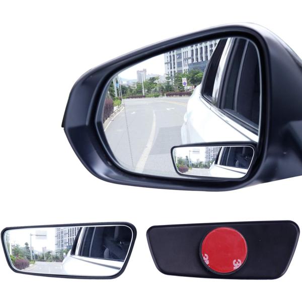 商品名Livtee フレーム 長方形 ブラインドスポットミラー HDガラス ABSハウジング凸型 広角バックミラー 調節可能なスティック付き ユニバーサル車用 (2個)Livtee Framed Rectangular Blind Spot...