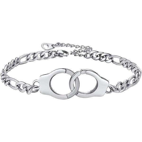 商品名PROSTEEL ステンレススチール アンクルブレスレット フットジュエリー メンズ レディース ティーン シルバー/ゴールドトーン 低刺激性 手錠デザイン アンクレット 8.5~10.5インチ 調節可能 ギフトボックス付き, One...