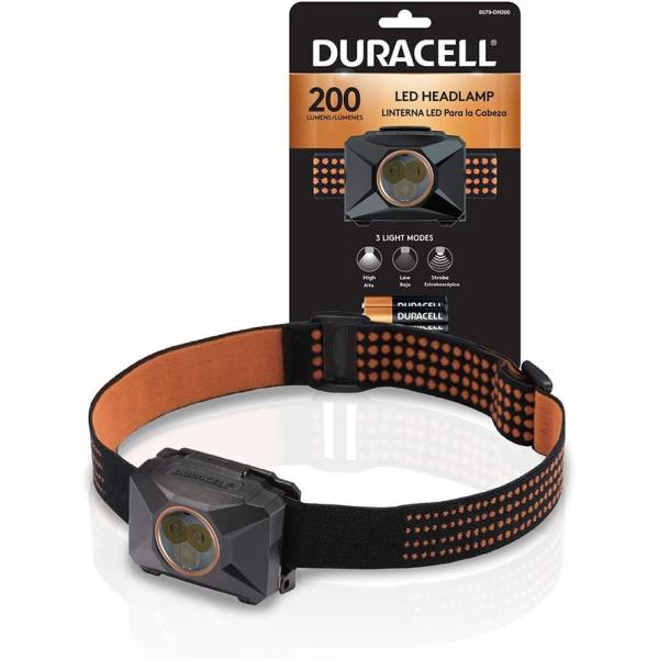 商品名Duracell 200 Lumen LED Headlamp - Comfortable and Ultra-Strong Design with 3 Modes and 3-AAA Batteries Included. Grea...