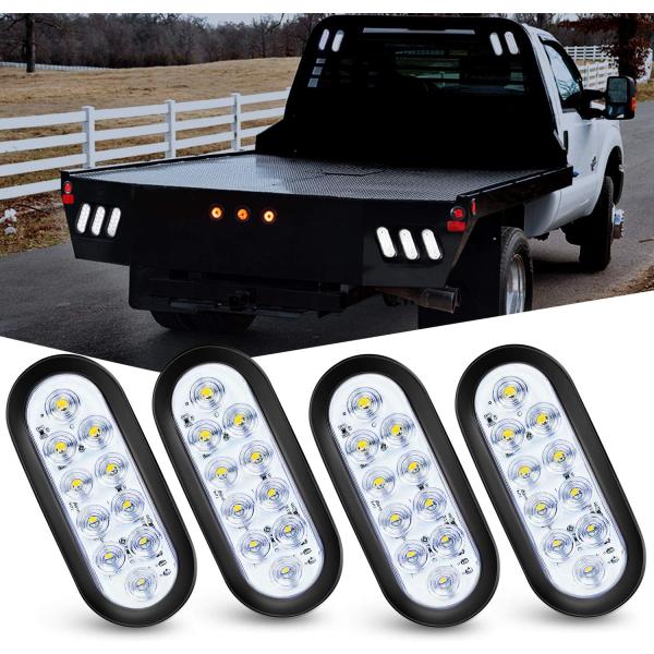 商品名Nilight 6"" Oval LED Trailer Tail Lights 10 LED w/Flush Mount Grommets Plugs Stop Turn Tail Reverse Back Up Trailer L...