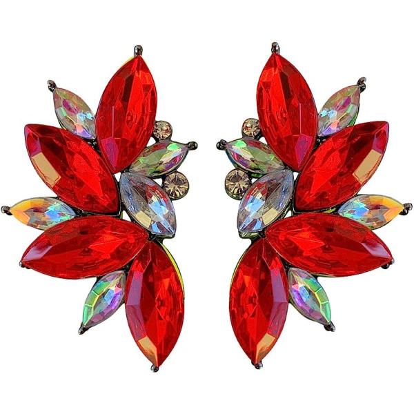 商品名80年代ファンキーパンクロック スパイキースターバースト エンジェルウィング特大カラフルストーンスタッズキャンディクラスター レディース ステートメントスタッドイヤリング80s Funky Punk Rock Spiky Starbu...