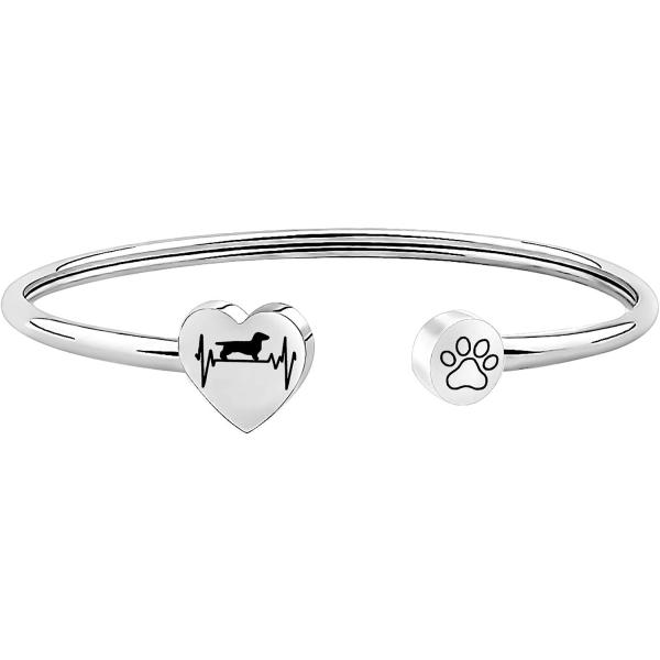 商品名FUSTMW ドッグオーナーブレスレット ダックスフントボクサー ゴールデンレトリバー 犬好きへのギフト ピットブル ボストンテリア 肉球プリント バングルジュエリー, 7 inches, 金属, n A,FUSTMW Dog Own...