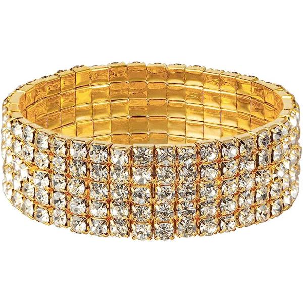 商品名YINLI スパークリングストランドクリスタルラインストーンストレッチテニスブレスレット ブライダルブライズメイドバングルYINLI 5 Row Crystal Rhinestone Stretch Tennis Bracelets ...