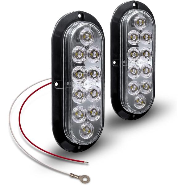 商品名TRUE MODS 6インチ ホワイトオーバルLEDリバーストレーラーテールライトキット [DOT FMVSS 108] [SAE (2) R] [表面取り付け] [IP67防水] [リバースバックアップ信号] ボート トレーラー R...