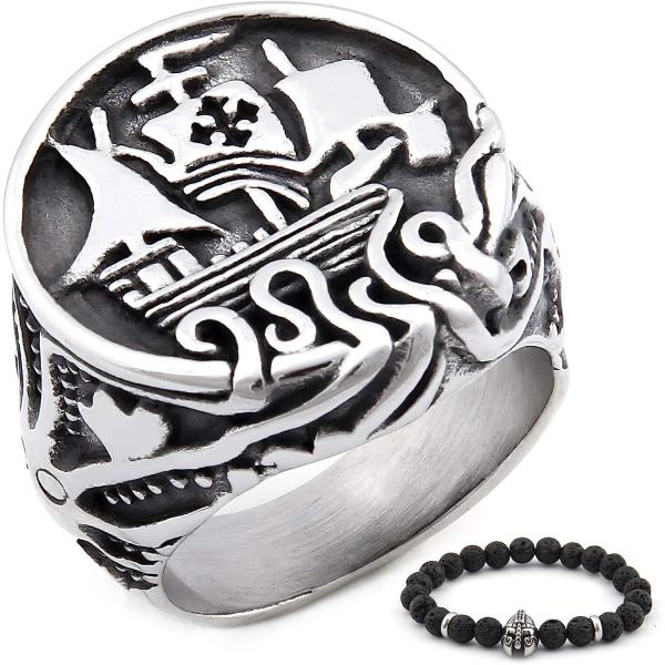 商品名BAVIPOWER バイキング船 ステンレススチールリング タコ柄アクセサリー USサイズ 7-13 ジュエル メンズ レディース, 金属, NBAVIPOWER Viking Ship Stainless Steel Ring Oc...