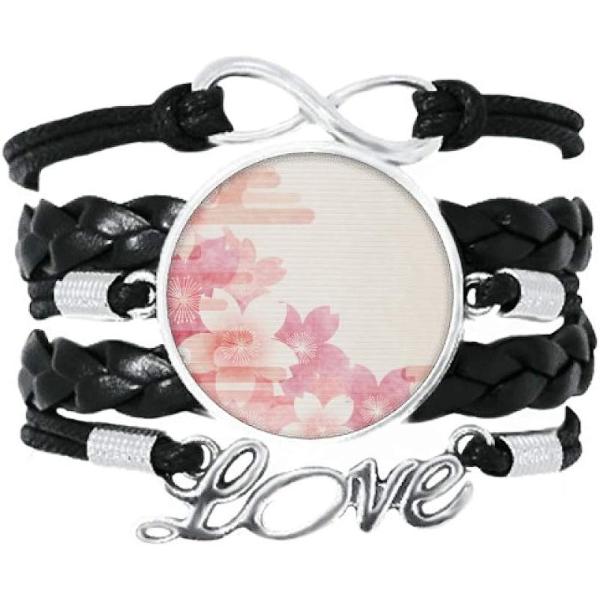 商品名DIYthinker Sakura Flower Pink Pattern Japan Bracelet Love Accessory Twisted Leather Knitting Rope Wristband Giftブランド：...
