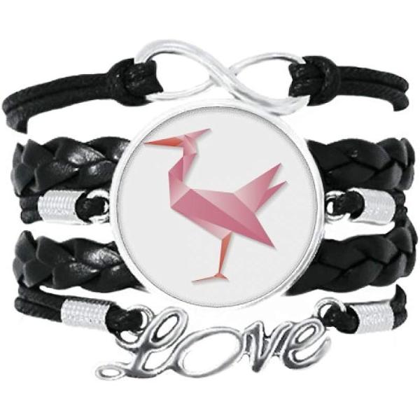 商品名DIYthinker Geometric Abstract Flamingo Origami Pattern Bracelet Love Accessory Twisted Leather Knitting Rope Wristban...