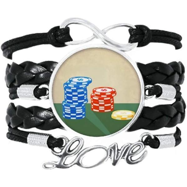 商品名DIYthinker Casino Chips Arrangement Illustration Bracelet Love Accessory Twisted Leather Knitting Rope Wristband Gift...