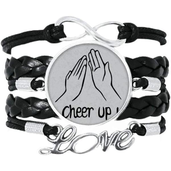 商品名DIYthinker Black Clap Personalized Gesture Bracelet Love Accessory Twisted Leather Knitting Rope Wristband Giftブランド：D...