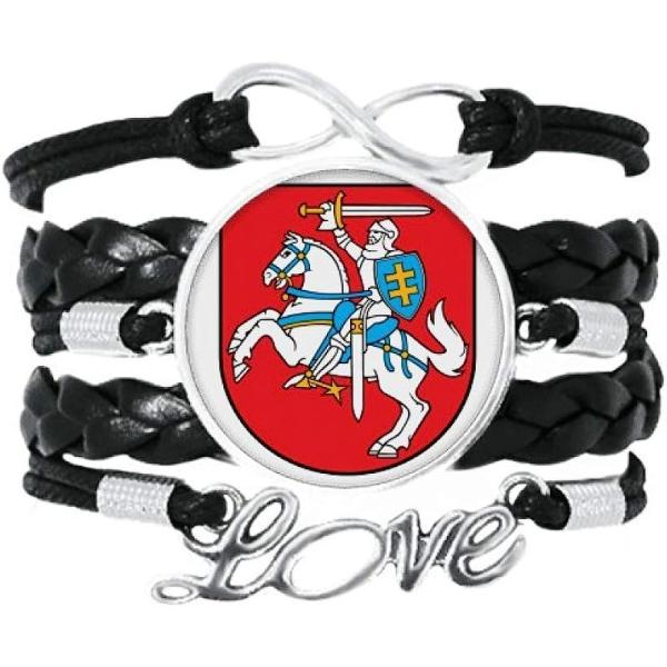 商品名DIYthinker Lithuania Europe National Emblem Bracelet Love Accessory Twisted Leather Knitting Rope Wristband Giftブランド：...