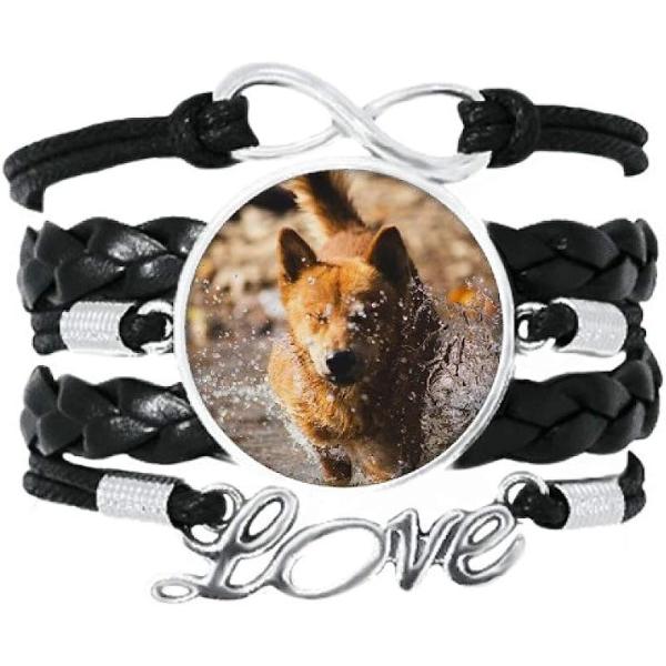 商品名DIYthinker Japanese Dog Cute Animal Photography Bracelet Love Accessory Twisted Leather Knitting Rope Wristband Giftブ...