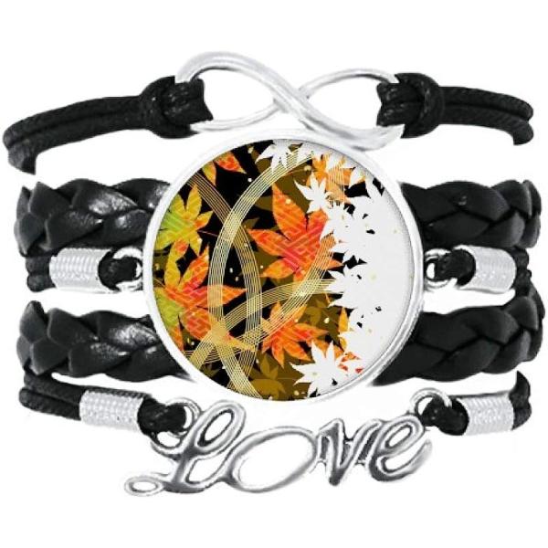 商品名DIYthinker Maple Leaf Geometry Flowers Pattern Bracelet Love Accessory Twisted Leather Knitting Rope Wristband Giftブラ...