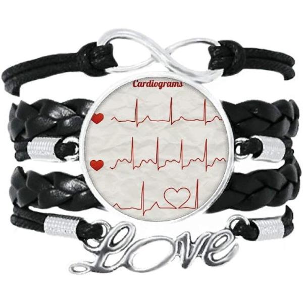商品名DIYthinker Electrocardiogram Heart Design Bracelet Love Accessory Twisted Leather Knitting Rope Wristband Giftブランド：DI...