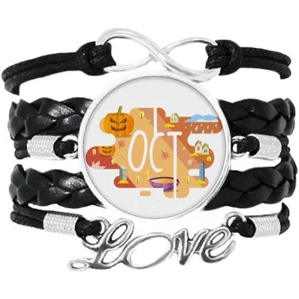商品名DIYthinker October Month Season Illustration Bracelet Love Accessory Twisted Leather Knitting Rope Wristband Giftブランド...