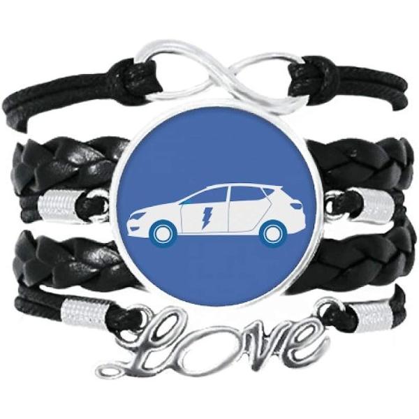 商品名DIYthinker Energy Vehicles Protect Environment Bracelet Love Accessory Twisted Leather Knitting Rope Wristband Giftブラ...